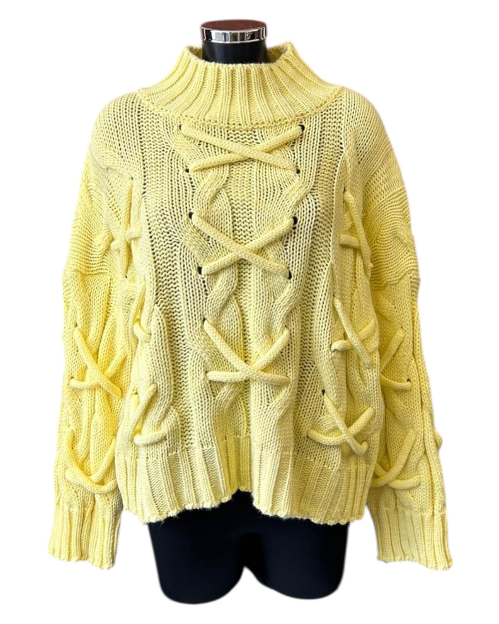 Nicole chunky knit cross cross jumper - Lemon – Coco Ladieswear of Garstang